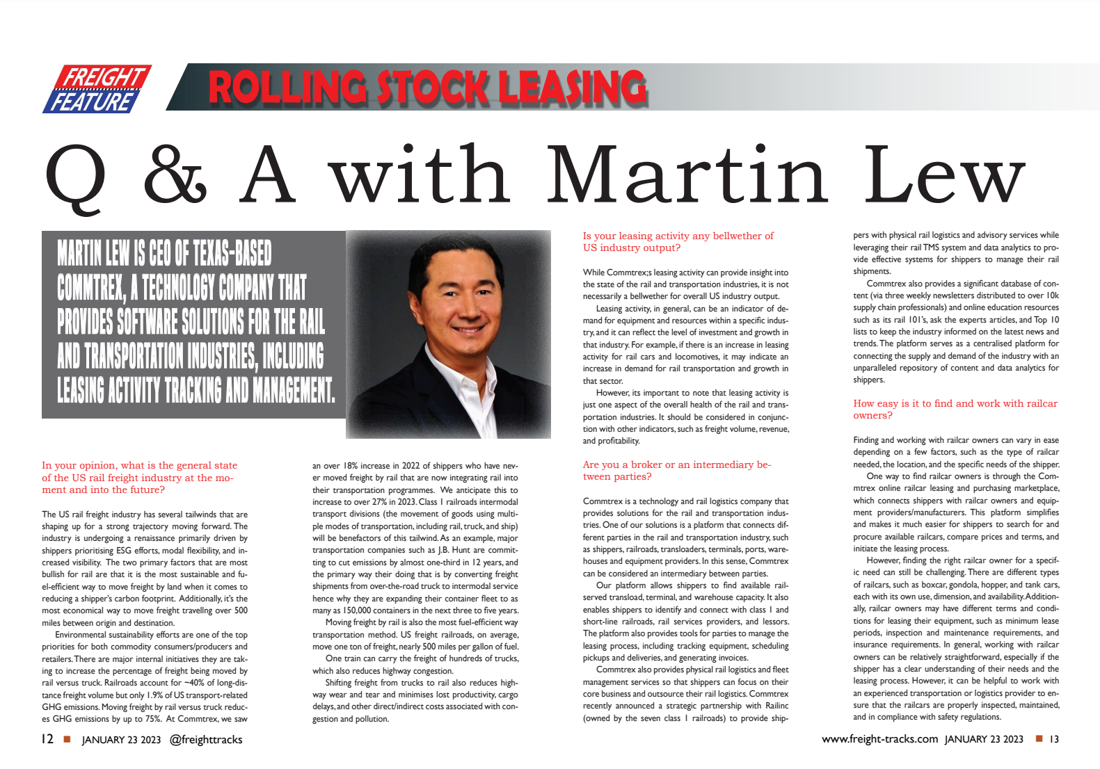 Freight Tracks Q&A With Martin Lew
